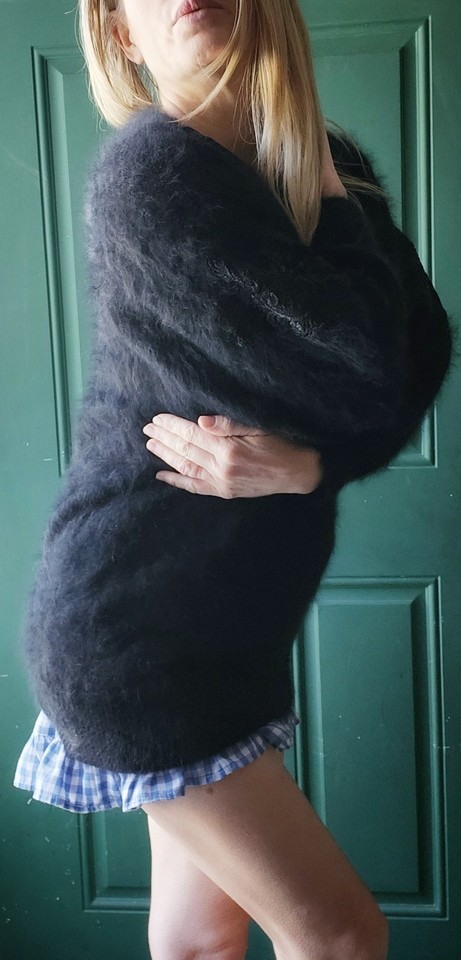 Fuzzy 80% Angora Pullover Sweater Venesha Fluffy Soft Small Furry | eBay