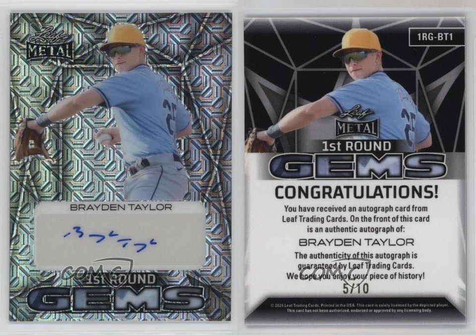2024 Leaf Metal 1st Round Gems Silver Mojo 5/10 Brayden Taylor #1RG-BT1 Auto 0bz | eBay