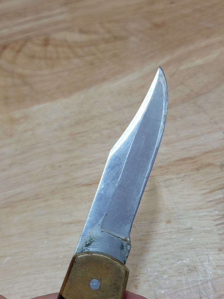 Vintage Schrade LB7 USA Lockback Folding Knife Brass & Wood Made in USA ...