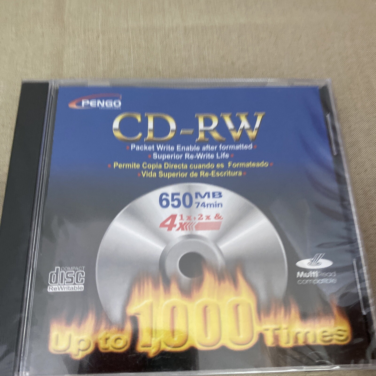 Lot Of (7) Pengo CD-RW High Speed 4X 650MB Disks w/ cases 74 min ea ...