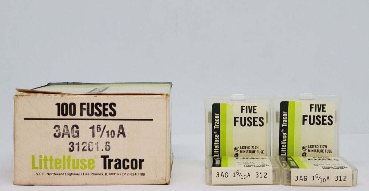 1.6A 3AG Fuse 10 Fuses Littlefuse 312 Series Lead-Free Fast-Acting ...