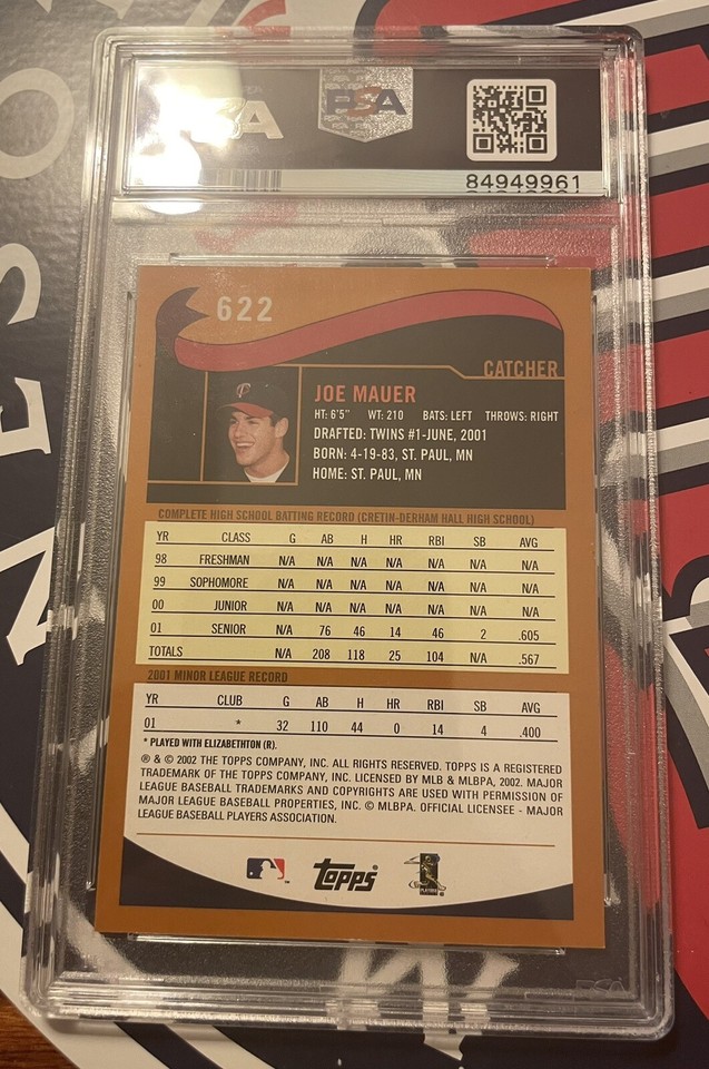 2002 Topps #622 Joe Mauer Signed Card (Rookie! PSA) | eBay