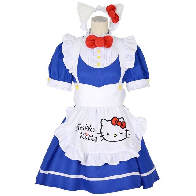 Sanrio Hello Kitty 8mm Cosplay Maid One piece size S Blue Costume ...