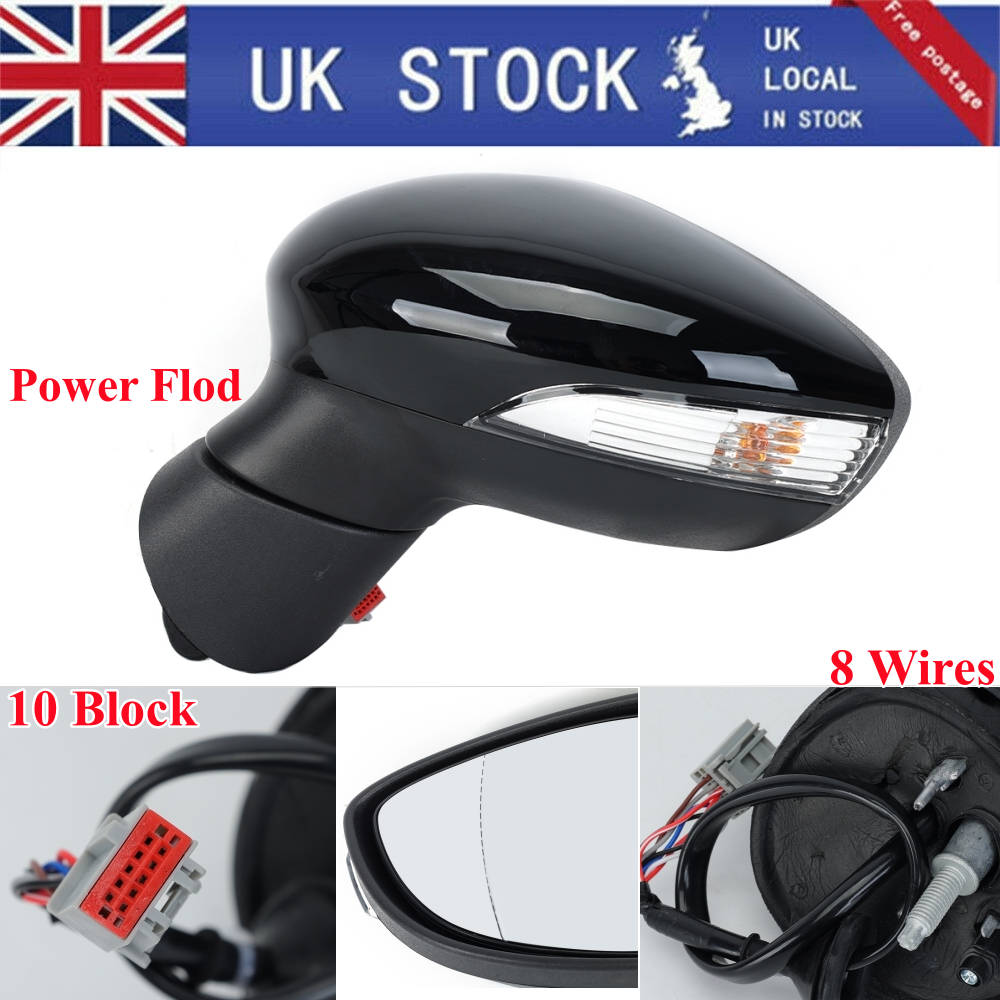 For Ford Fiesta MK7 2013-2017 Black Left Wing Mirror Power Fold ...