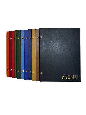 Restaurant Menu Covers - Buckram Material - Leather - Black, Blue, Red ...