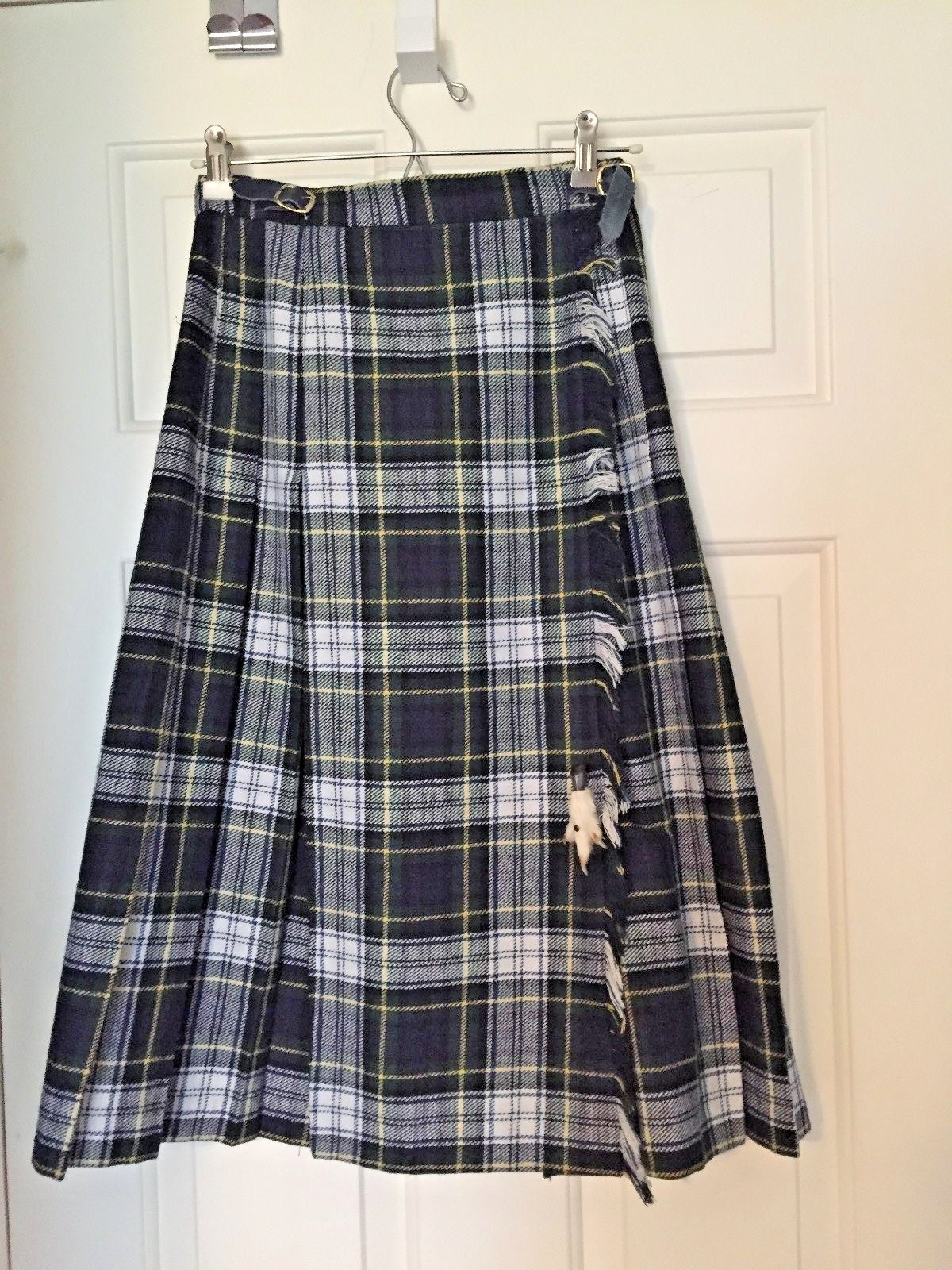 VINTAGE ESPRIT WOMENS WOOL BLEND PLAID KILT FABRIC MADE IN ITALY ADJ ...