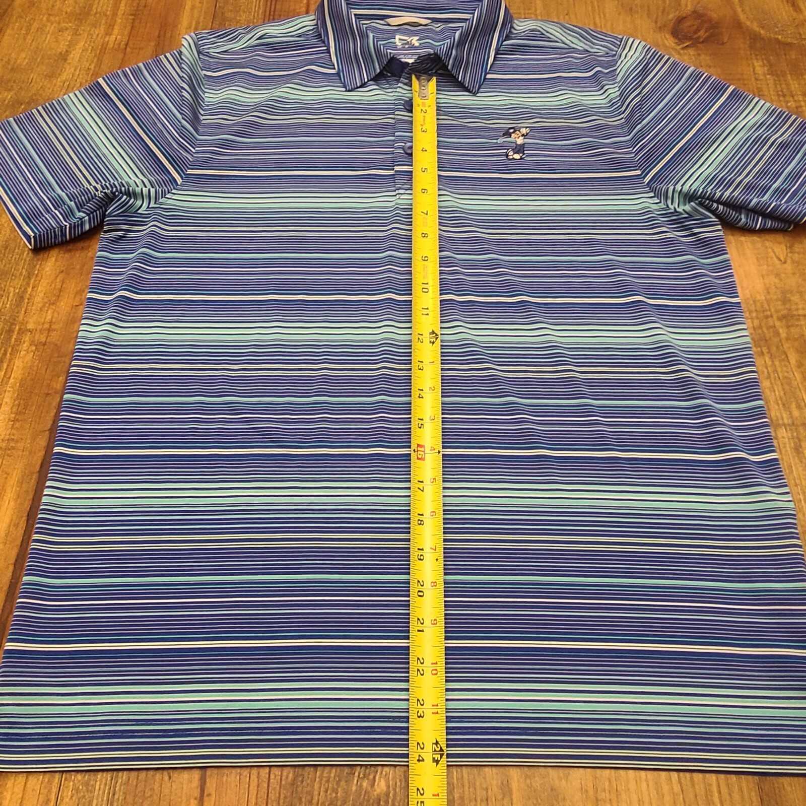 Cutter and Buck Polo Mickey Mouse Golf Logo Blue Stri… - Gem