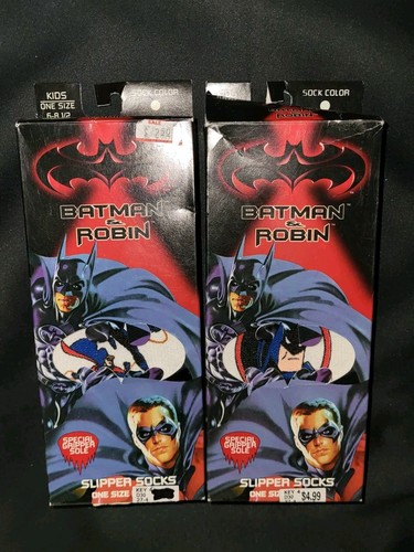 Vintage 1997 Batman & Robin Slipper Socks Kids One Size Fits All x 2 | eBay
