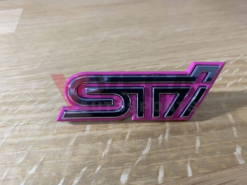 STI Pink Front Grille Badge Emblem to suit Subaru Impreza WRX STI 2004 ...