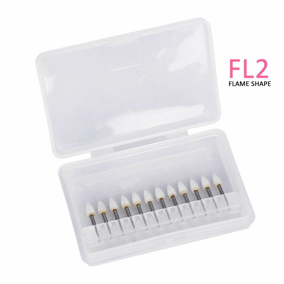 Dental White Stone High Speed Polishing Burs FG Cone/Flame/Round ...
