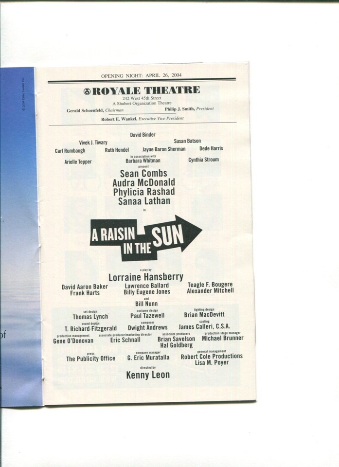 Sean P Diddy Combs Puff Daddy A Raisin In The Sun Cast Signed Autograph ...