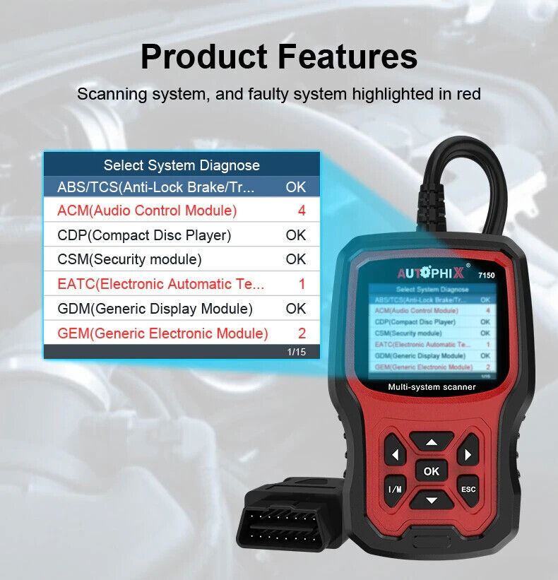 For Ford Full System Diagnostic Reset Scanner OBD2 Code Reader Autophix ...