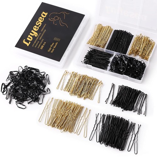400Pcs Hair Pins Kit, Including 100 U-Shaped 100 Bobby Black, Gold | eBay