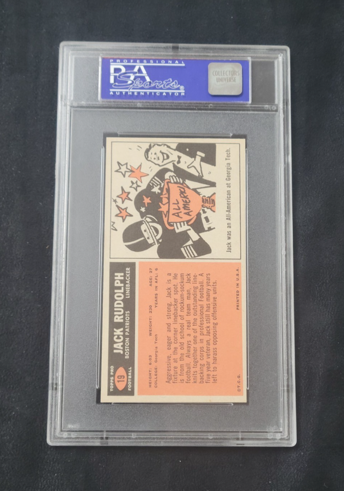 1965 TOPPS JACK RUDOLPH #19 TALL BOY GRADED PSA 8 BOSTON PATRIOTS ...