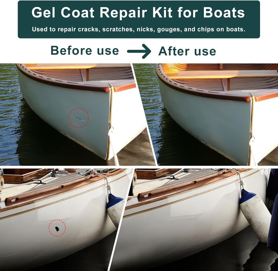 Boat Gel Coat Repair Kit for Fiberglass Scratches Cracks Chips Holes ...