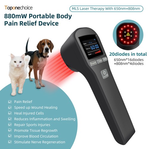 Animal Cold Laser Therapy Device Red Light (880nm+650nm) for Joint ...