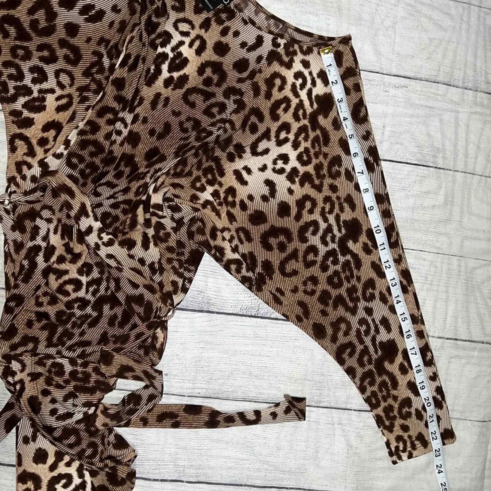 Clara Sun Woo Leopard Animal Print Drop Sleeve Dolman Dress Belt sz M Medium | eBay