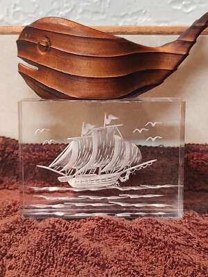 A Carved Lucite Figurine Nautical Theme+WOODEN WHALE | eBay