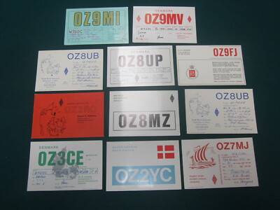 Lot of 11 Short Wave Amateur Radio QSL cards card Denmark Danish viking ...