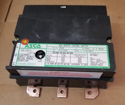 ASCO 920 Remote Control Switch 100Amp 110-120V Coil, 60HZ 3 Pole ...