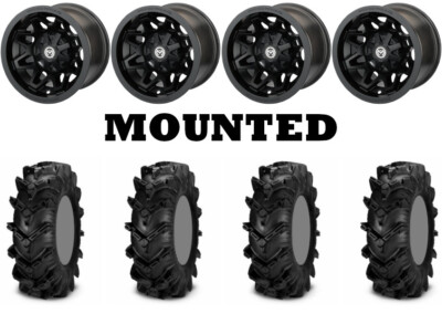 Kit 4 ITP Cryptid Tires 30x9-14/30x11-14 on Moose 416X Matte Black ...