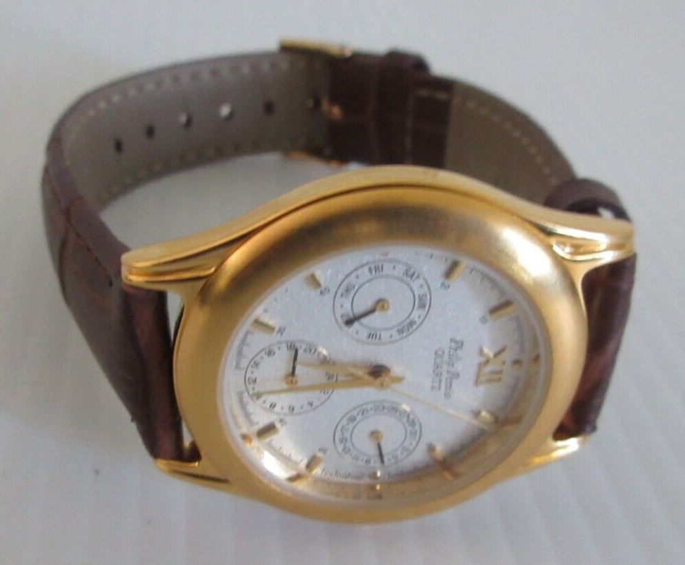 Philip Persio Quartz Multifunction Brown Genuine Leather Water ...