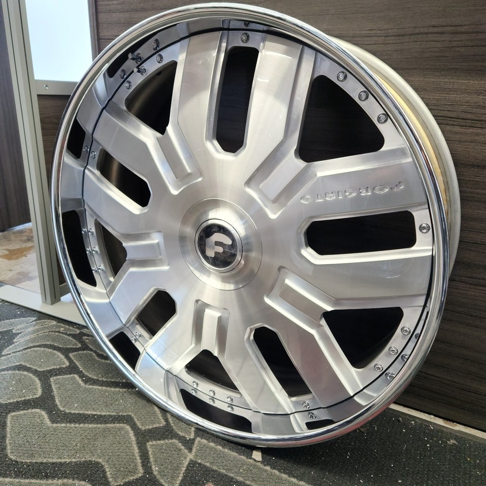 24" FORGIATO WHEELS BLR-1 BRUSHED XL FLOATER CAP 5 & 6 LUG ESCALADE ...