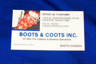 Boots & Coots Business Card Red Adair Oil Well Field Firefighting Patch ...