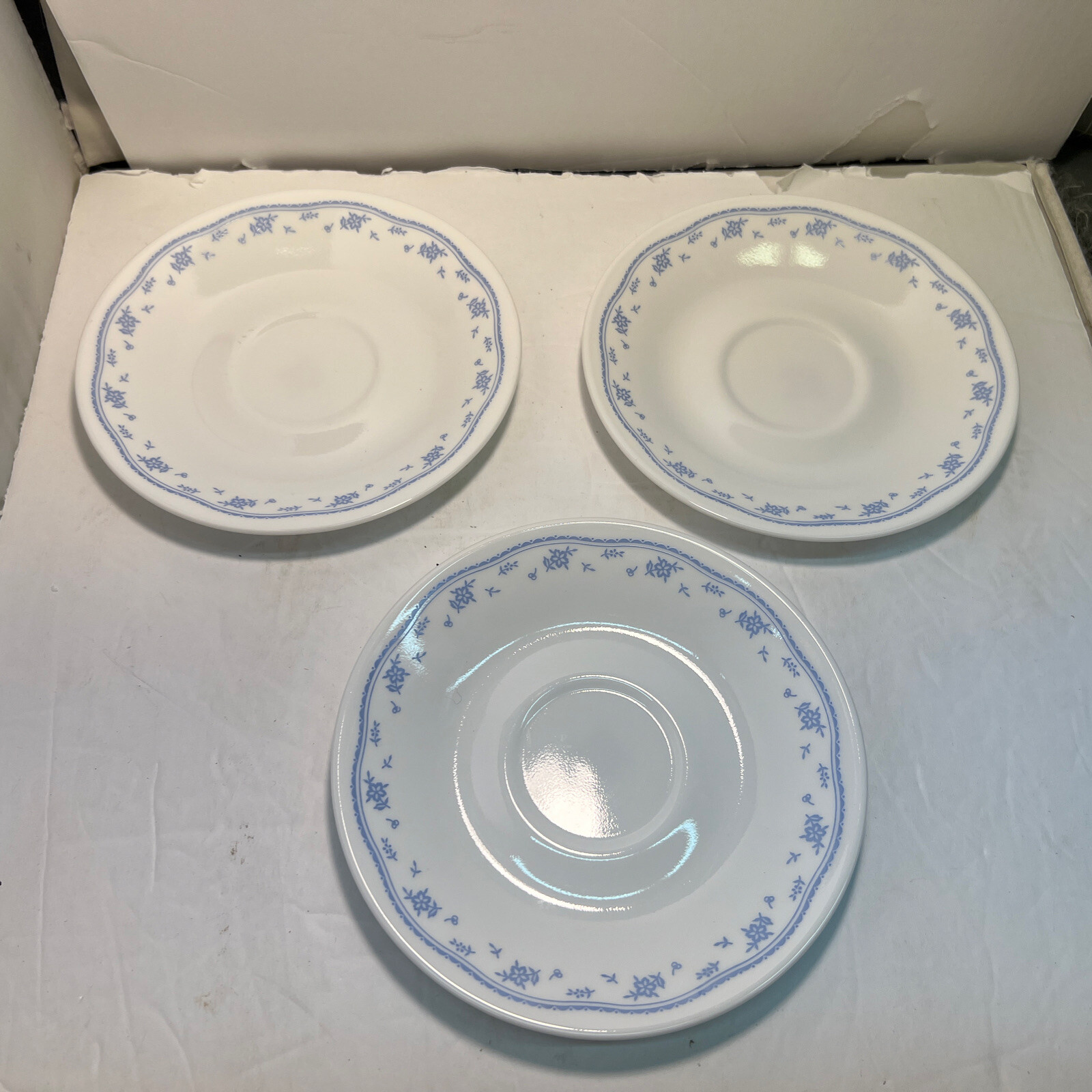 Lot of 3 Corelle Blue Morning Flower saucers 6 ¼” | eBay