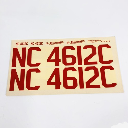 Sterling Models Monocoupe Vintage Airplane Model Decals Red Letter One ...