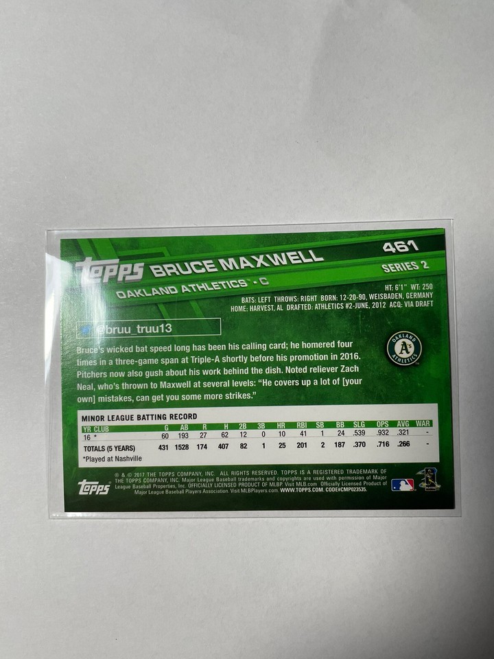 2017 Topps Series 2 Bruce Maxwell RC #461 Oakland Athletics | eBay