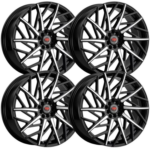 (Set-4) Revolution Racing RR21 18x8 5x110/5x114.3 40mm Black Red wheels ...