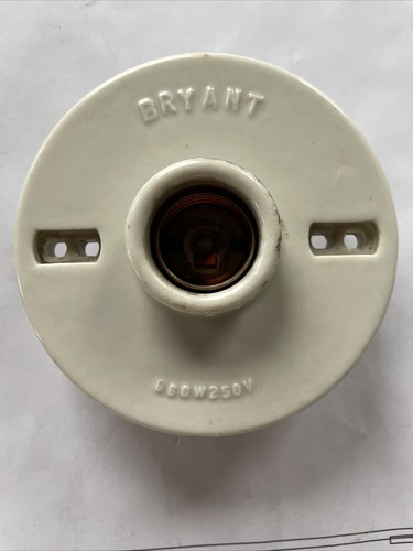 Vintage Bryant #4228 Ceramic Porcelain Light Socket With Screw 660w ...