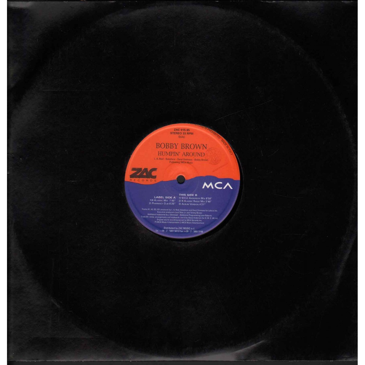 Bobby Brown Vinyl 12 " Humpin' Around/Zac 015-95 New 8018951000538 | eBay
