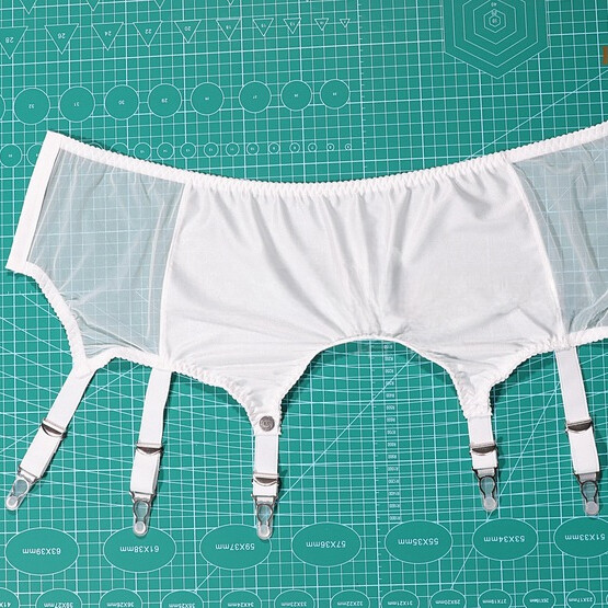 Women's Soft Stretchy 6 Straps Garter Belt Sheer Mesh Cloth Splicing ...