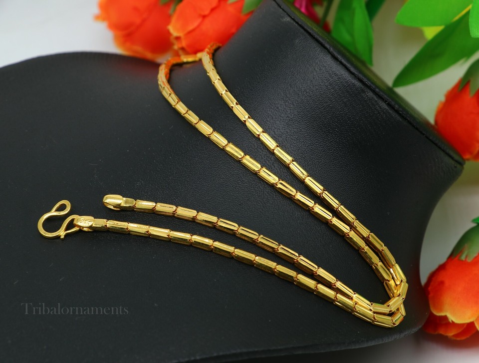 22kt yellow gold baht chain certified india jewelry gifting chain ...