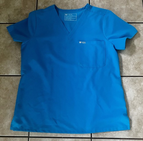 Figs Catarina Scrub Top Extreme Blue Size LG | eBay