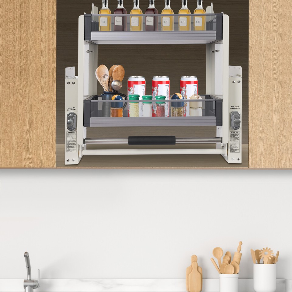 Kitchen Pull Down Shelf Upper Cabinet 2-Tier Pull Down Cabinet ...