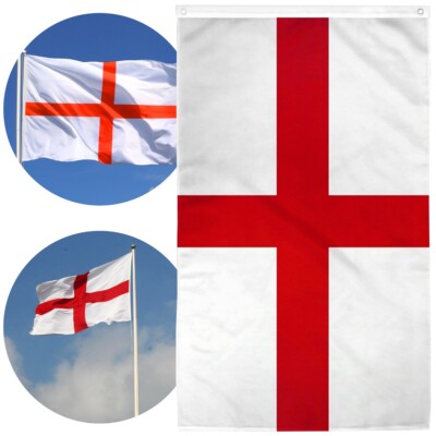 EXTRA LARGE 48" x 30" ENGLAND FLAG St George Cross EYELETS Pole ...