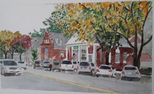STOCKBRIDGE, MA, MAIN STREET / ORIG. WATERCOLOR/ 11"W x 6"H / Mimi ...