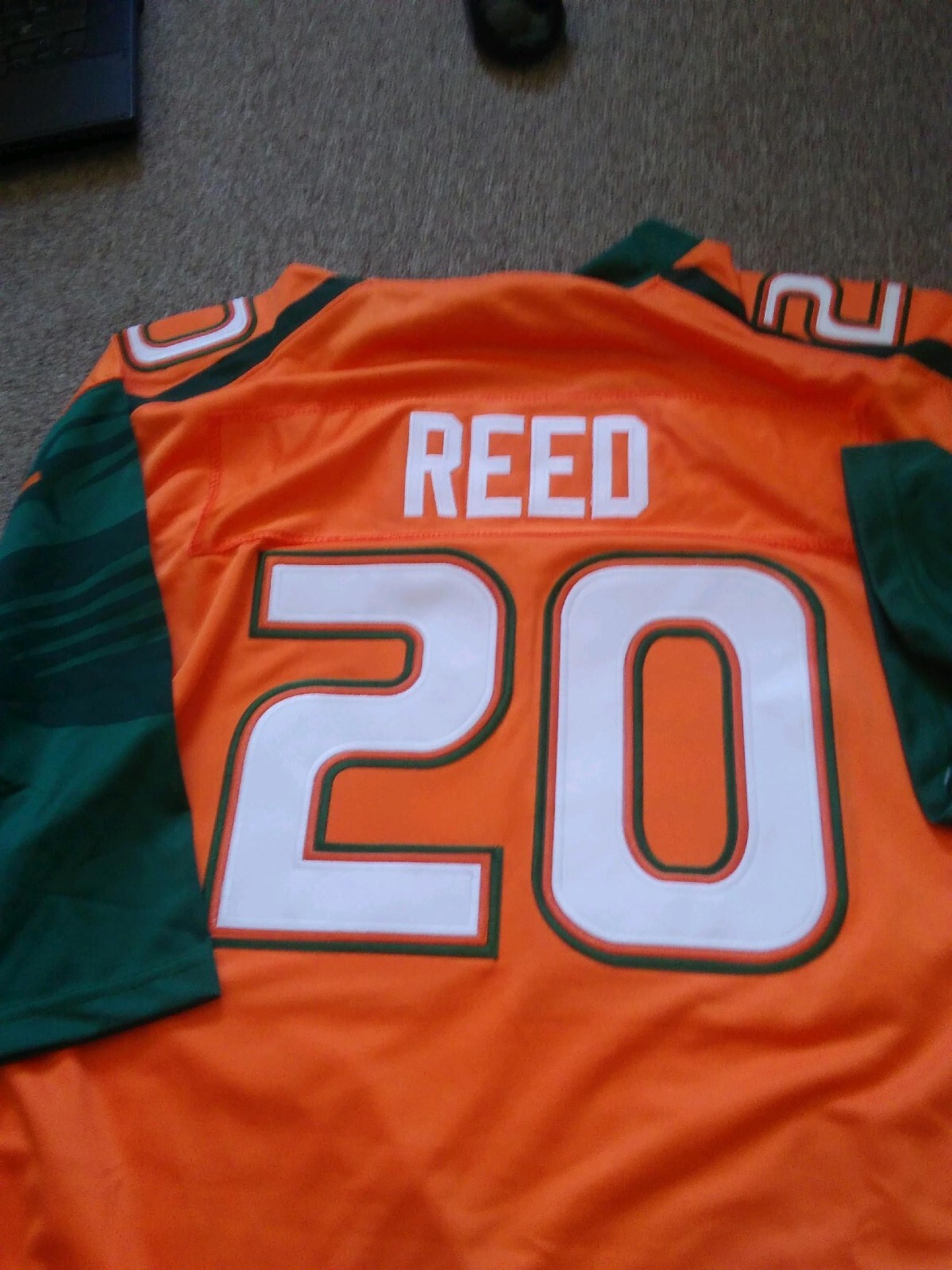 ED REED MIAMI HURRICANES #20 College ORANGE Throwback SEWN Jersey NWT ...