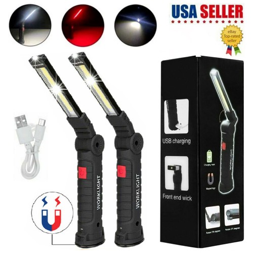 1/2/4PCS Rechargeable LED COB Work Light Mechanic Flashlight Lamp ...