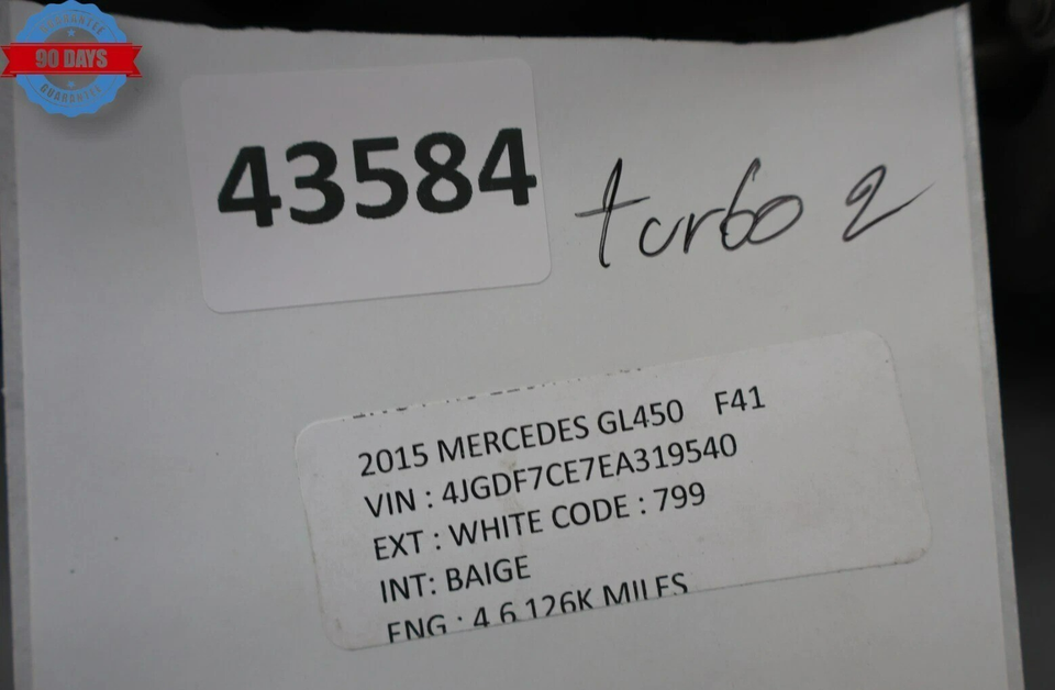 13-16 Mercedes GL450 GL550 Engine Left Side Turbocharger Turbo Charger ...