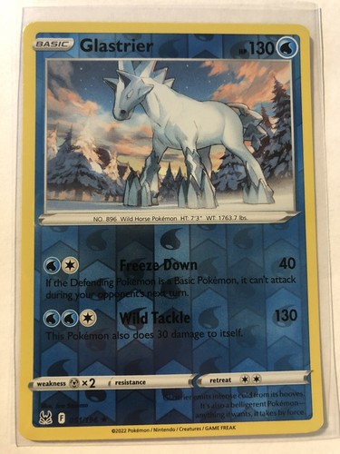 Pokemon Glastrier 051/196 Rare Reverse Holo SWSH Pack Fresh! Lost ...