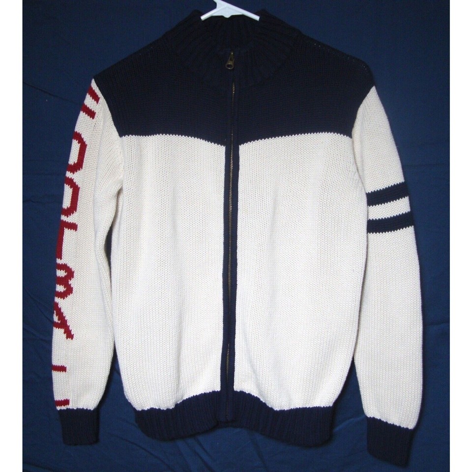 GAP KIDS Varsity Football Sweater Zip Front Cardigan Large RARE Red ...