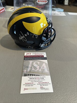 Mike Sainristil #0, Autographed Michigan Football Mini Helmet. JSA ...