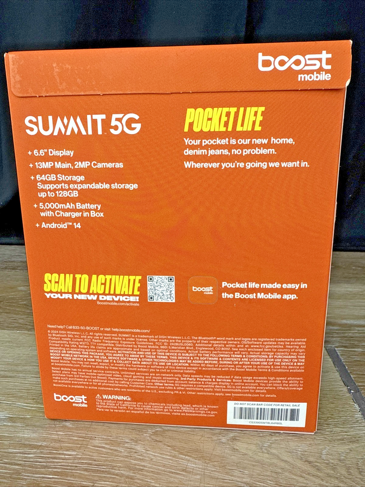 New & Sealed - Boost Mobile Summit 5G, 64GB, Blue - Prepaid Smartphone ...