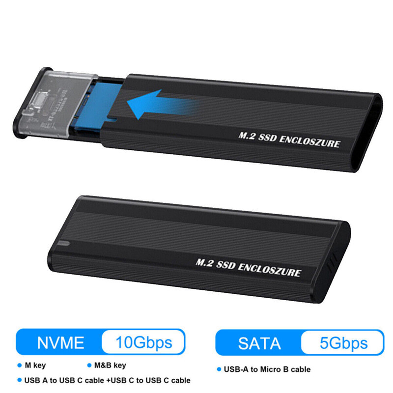 M.2 NVMe / SATA SSD Enclosure Caddy USB 3.1 Type C M2 PCIe NGFF Adapter ...