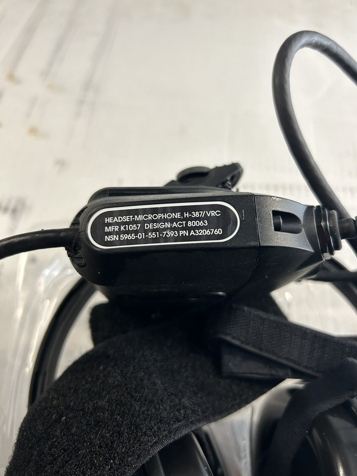 New Military Headset Microphone H-387/VRC NSN 5965-01-551-7393 Old ...