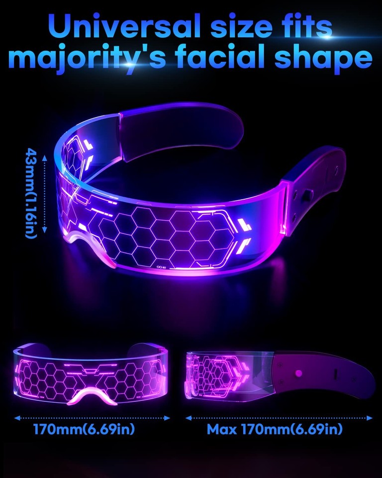 LED Visor Glasses Light Up: [7 Colors 4 Modes] Cyberpunk Futuristic ...